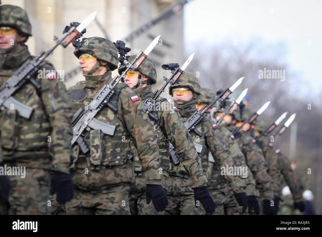 Bucharest, Romania - December 1, 2018: Polish soldiers with cameras on ...