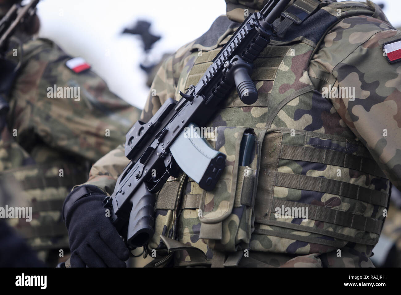 Bucharest, Romania - December 1, 2018: Polish soldiers with cameras on ...