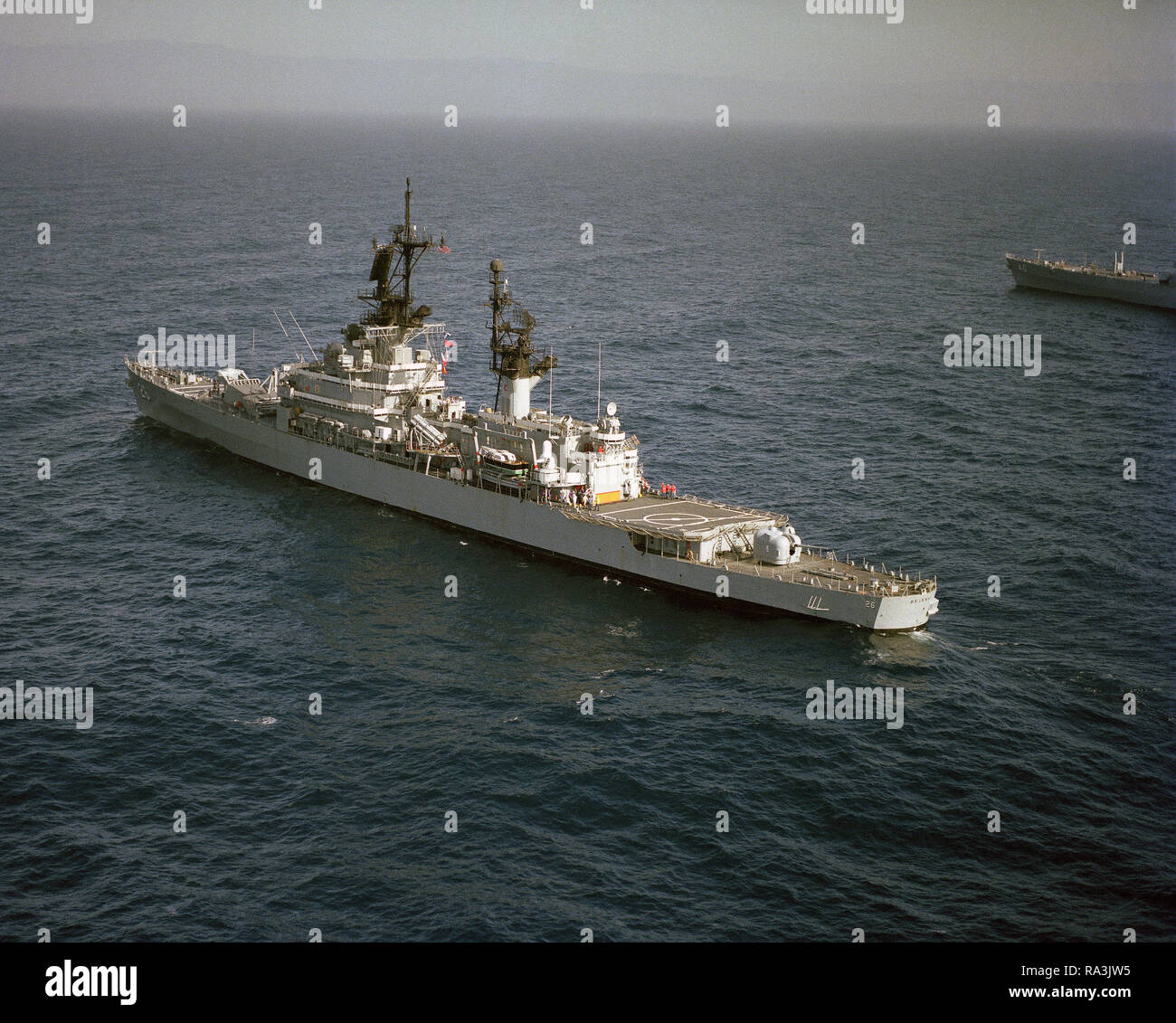 1978 - An aerial port quarter view of the guided missile cruiser USS ...