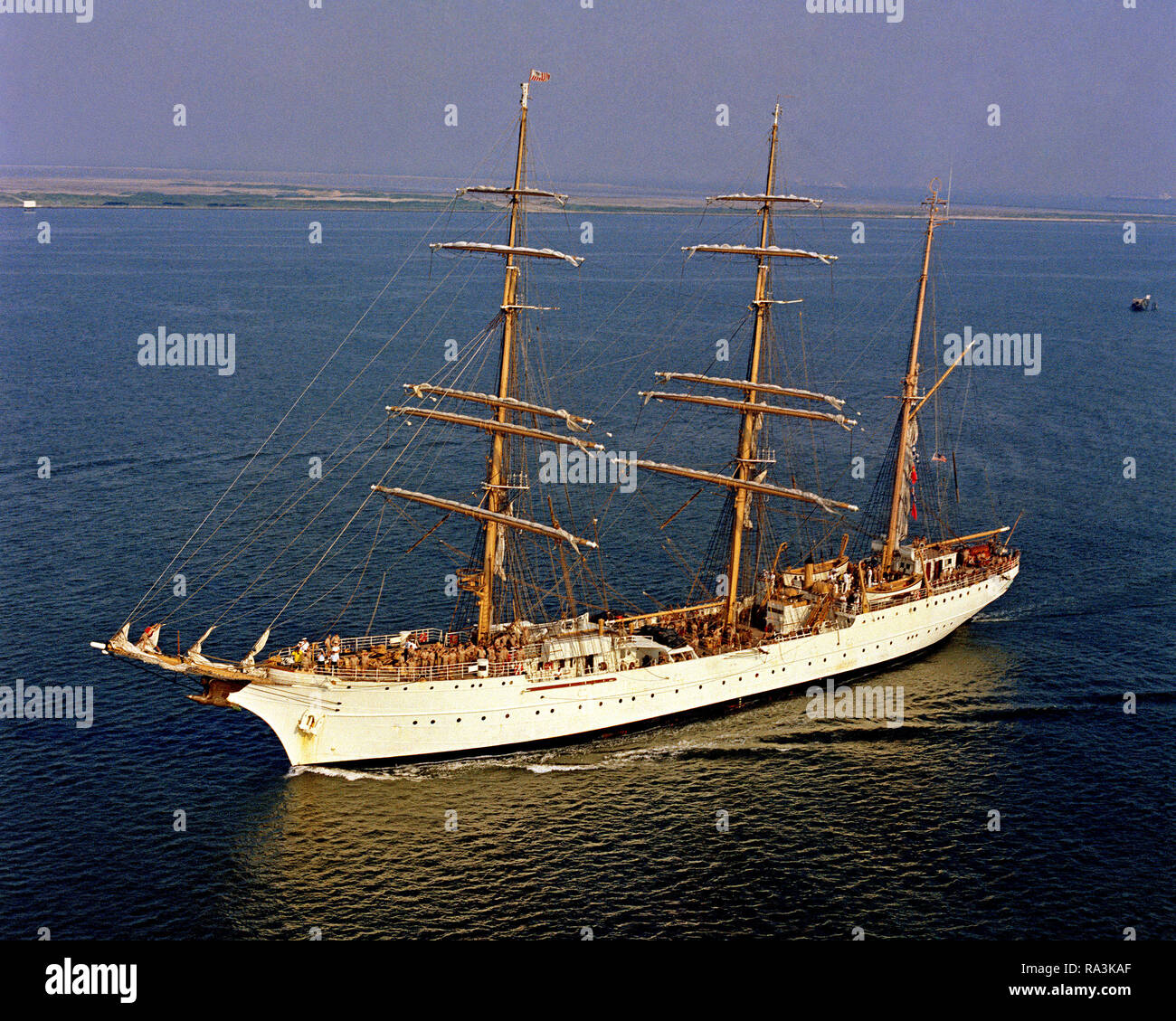 1974 - A port bow view of the Coast Guard training bark EAGLE (WIX 327 ...
