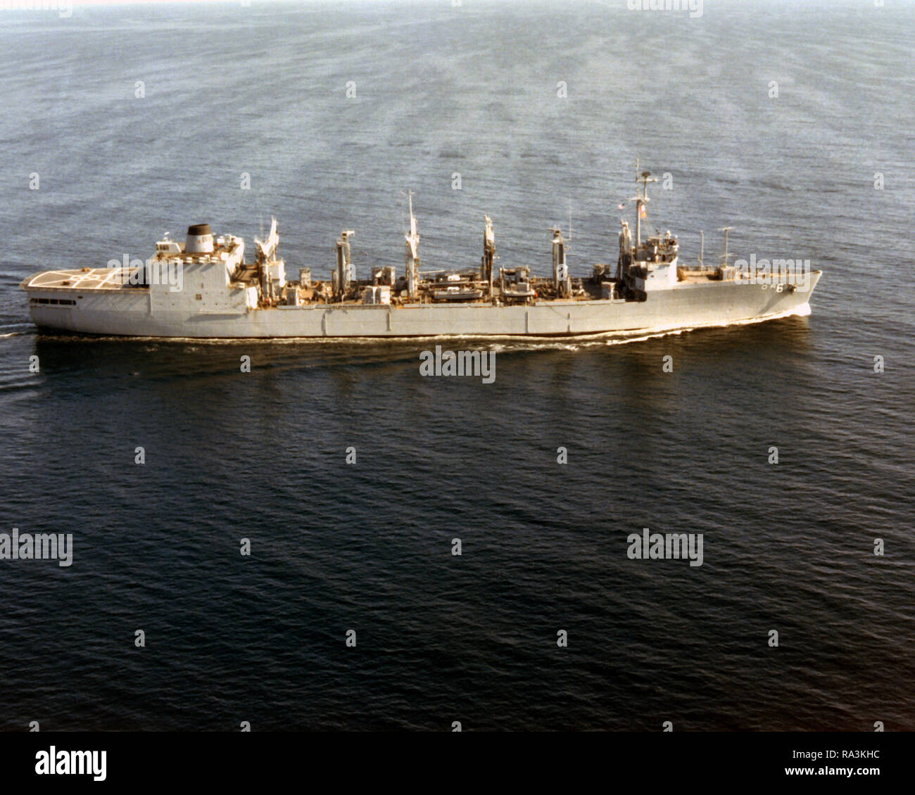 1979 - A starboard beam view of the replenishment oiler USS KALAMAZOO ...