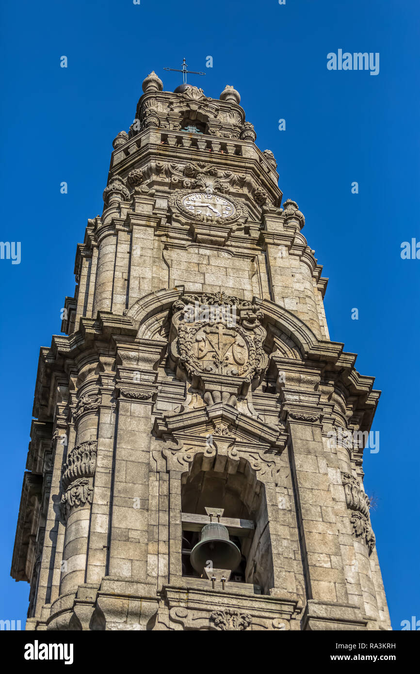 Porto / Portugal - 10/02/2018 : Detailed view at the Clerigos tower ...