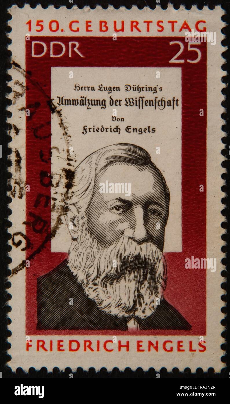 Friedrich Engels, a German philosopher, communist, portrait on an East ...