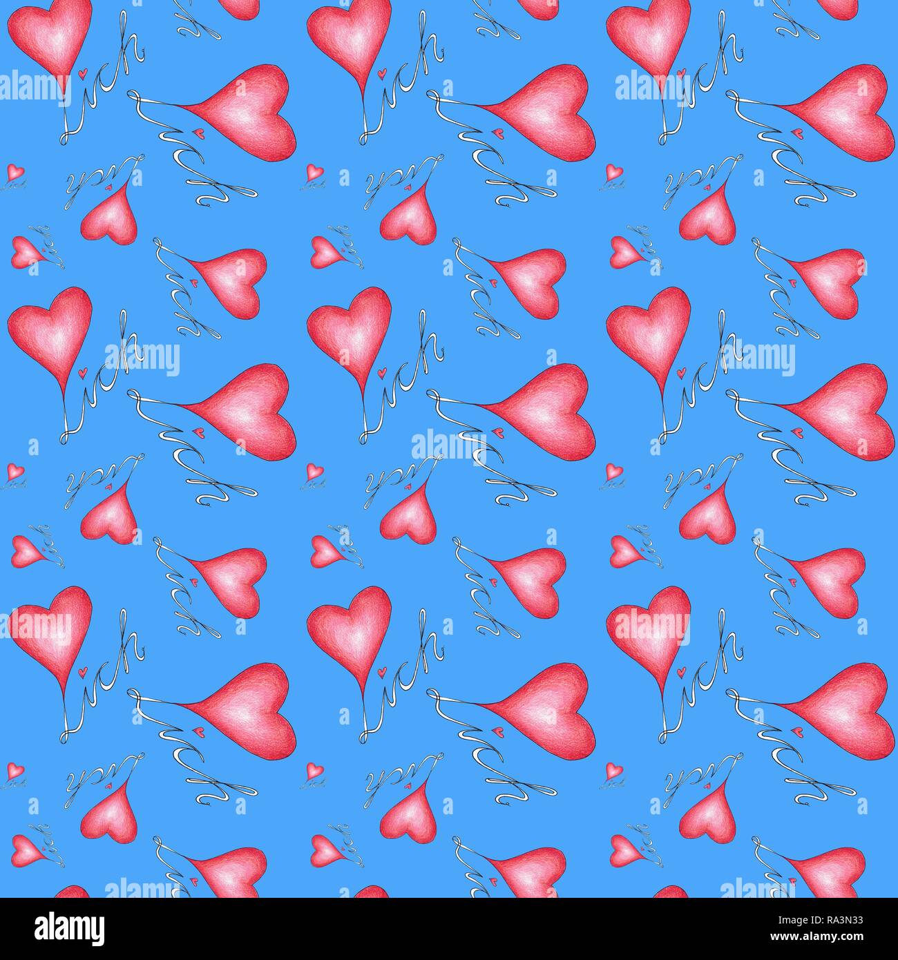 Wrapping paper, wallpaper, background, seamless pattern, heart and word ...