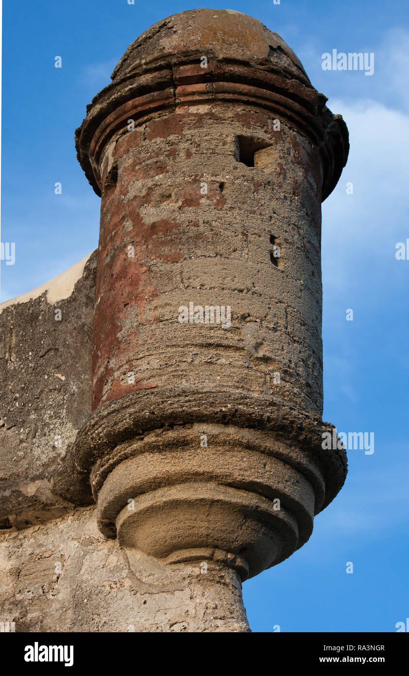 Histoic gun tower of Castillo de San Marcos, fort in St. Augustine ...