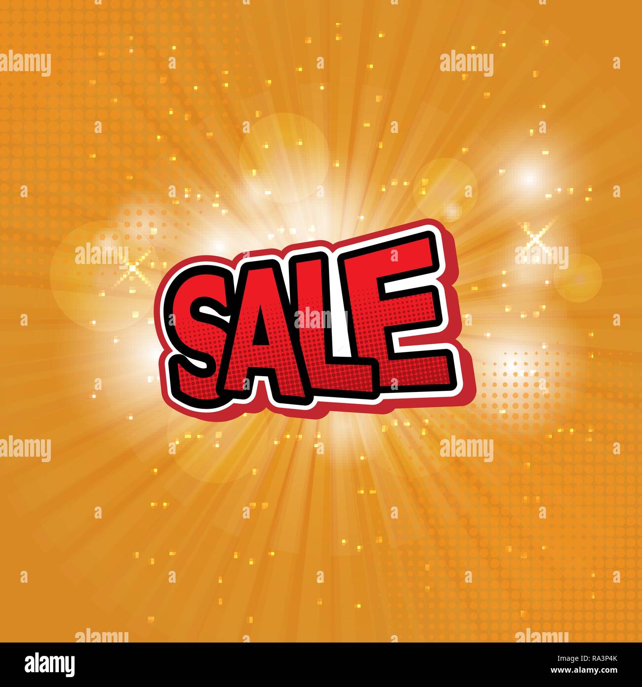 Sale comic text speech on ray background, stock vector Stock Vector ...