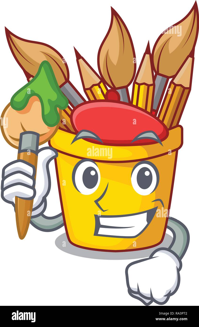 Artist pencil pot shape on the cartoon Stock Vector Image & Art - Alamy