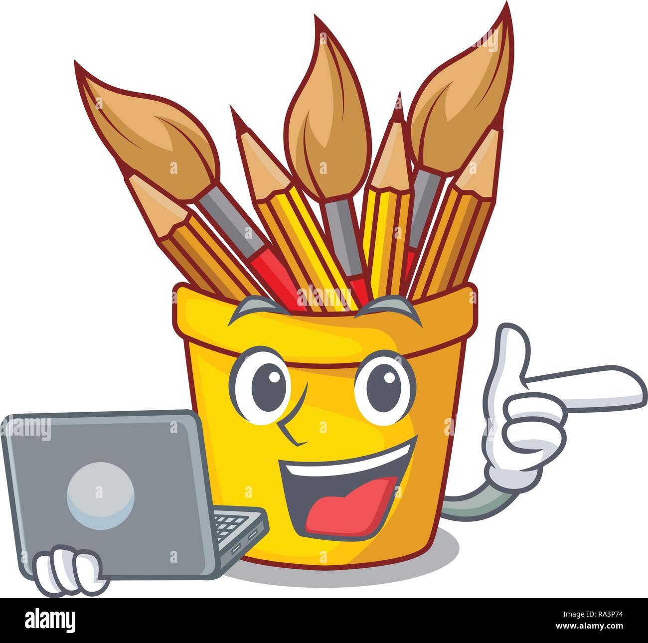 Pencil holder laptop computer Stock Vector Images - Alamy