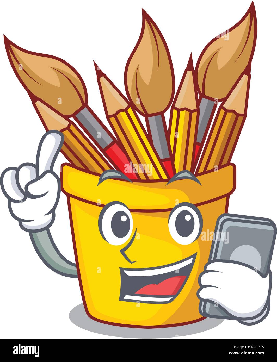 With phone pencil pot shape on the cartoon Stock Vector Image & Art - Alamy