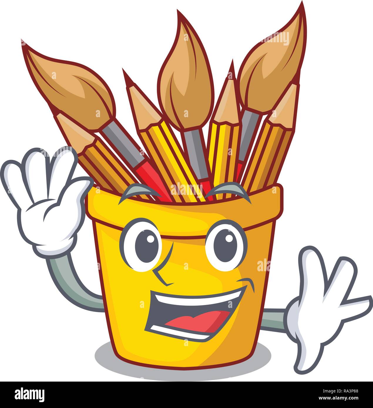 Waving character pot pencil above wood table Stock Vector Image & Art ...