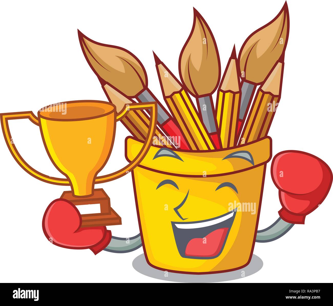 Cartoon character pencil boxing gloves hi-res stock photography and ...