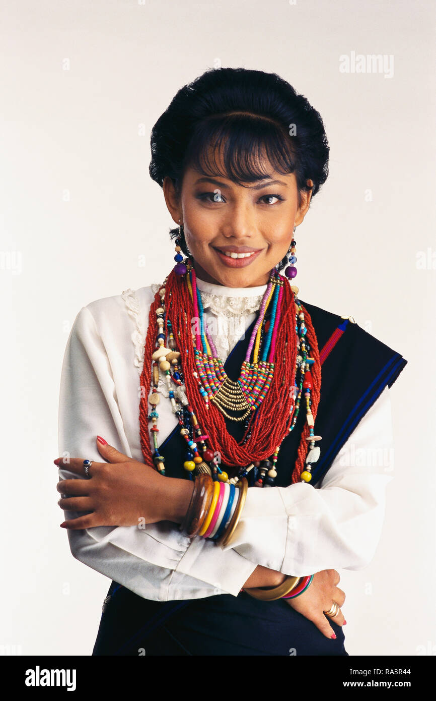 A PORTRAIT OF A Bride from Nagaland dressed in a traditional costume ...