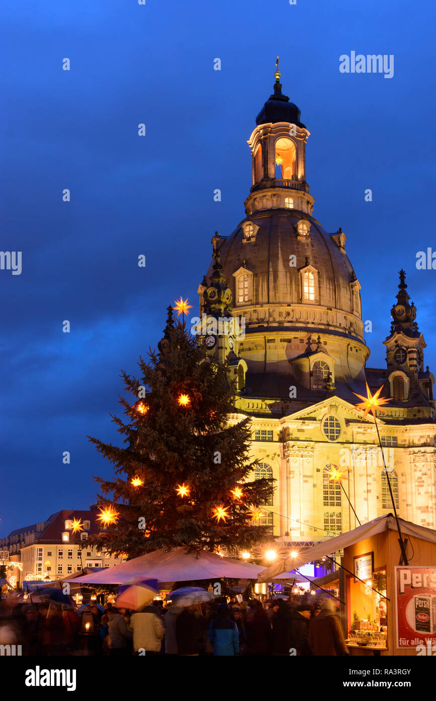 Dresden: church Frauenkirche (Church of Our Lady), square Neumarkt ...