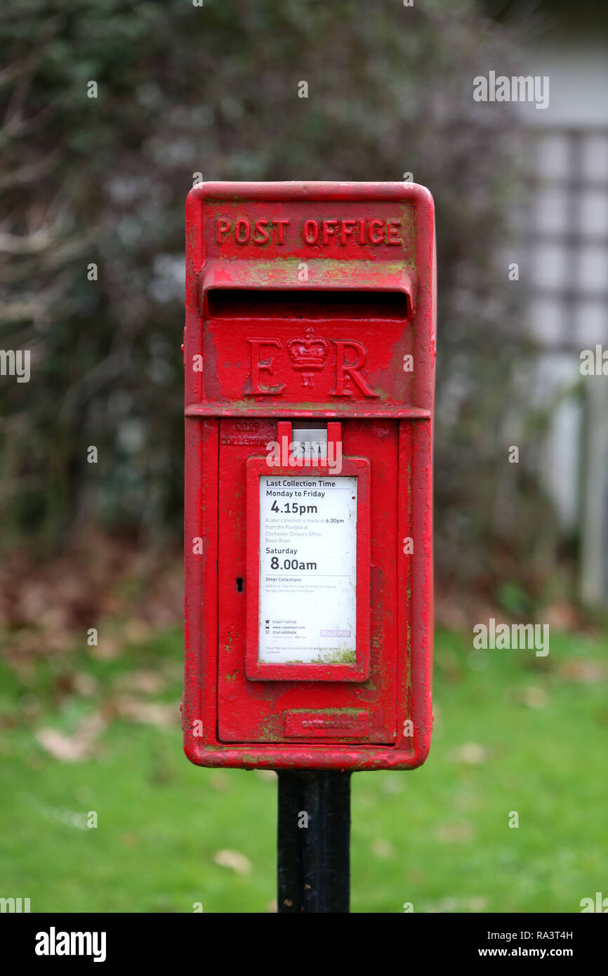 General views of post boxes that have been blown up in West Sussex, UK ...