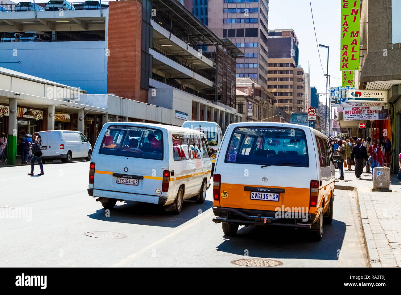 Johannesburg, South Africa - October 17 2012: Mini bus taxi on Streets ...