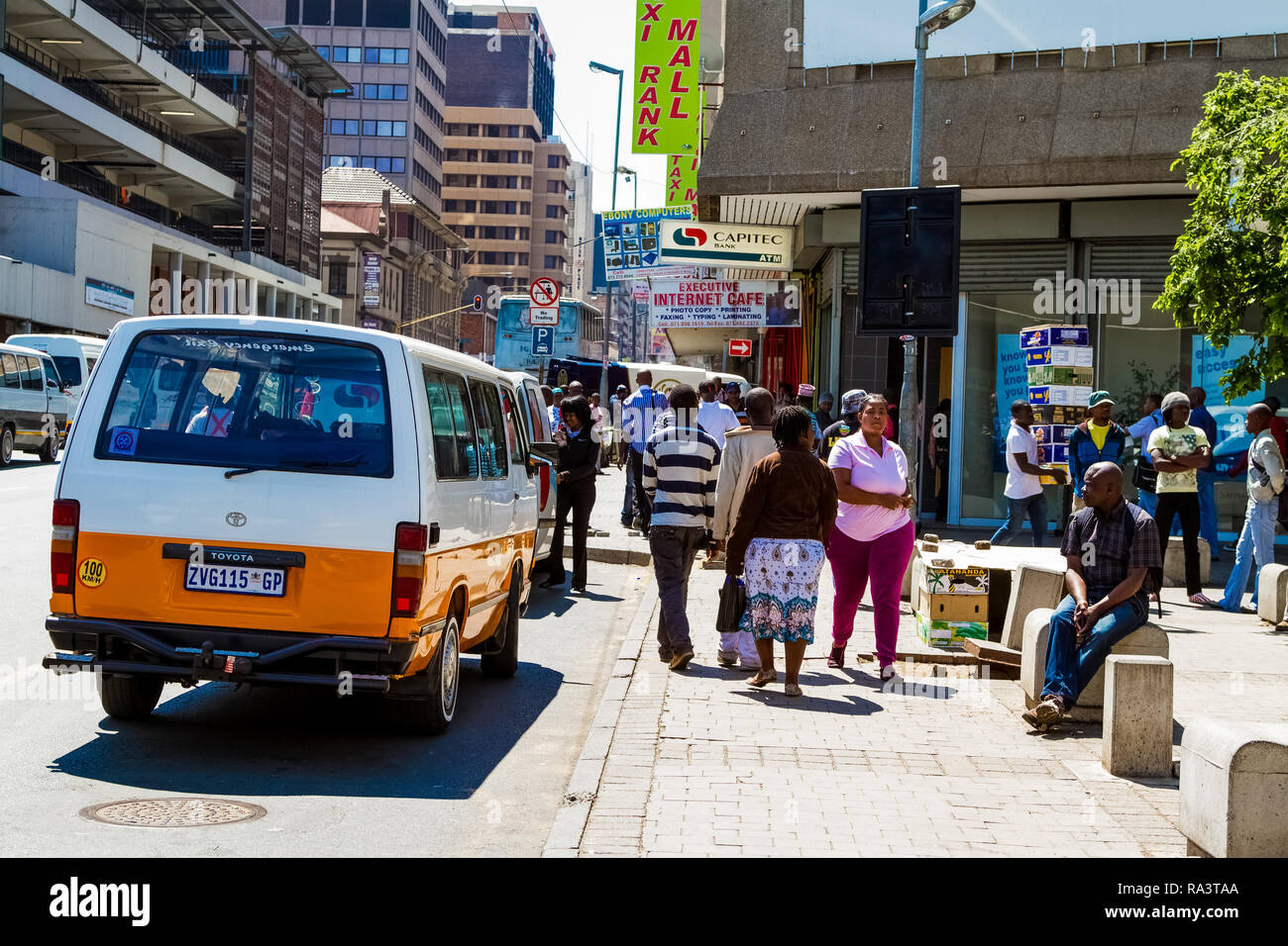 Johannesburg, South Africa - October 17 2012: Mini bus taxi on Streets ...