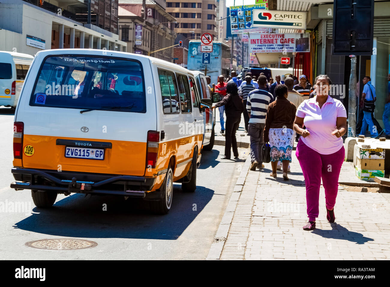 Johannesburg, South Africa - October 17 2012: Mini bus taxi on Streets ...