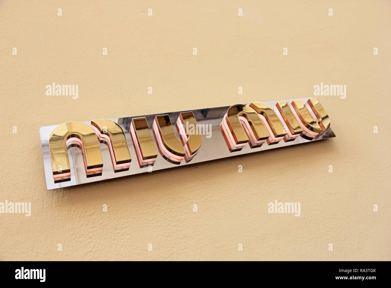 Miu Miu logo sign, Capri Stock Photo - Alamy