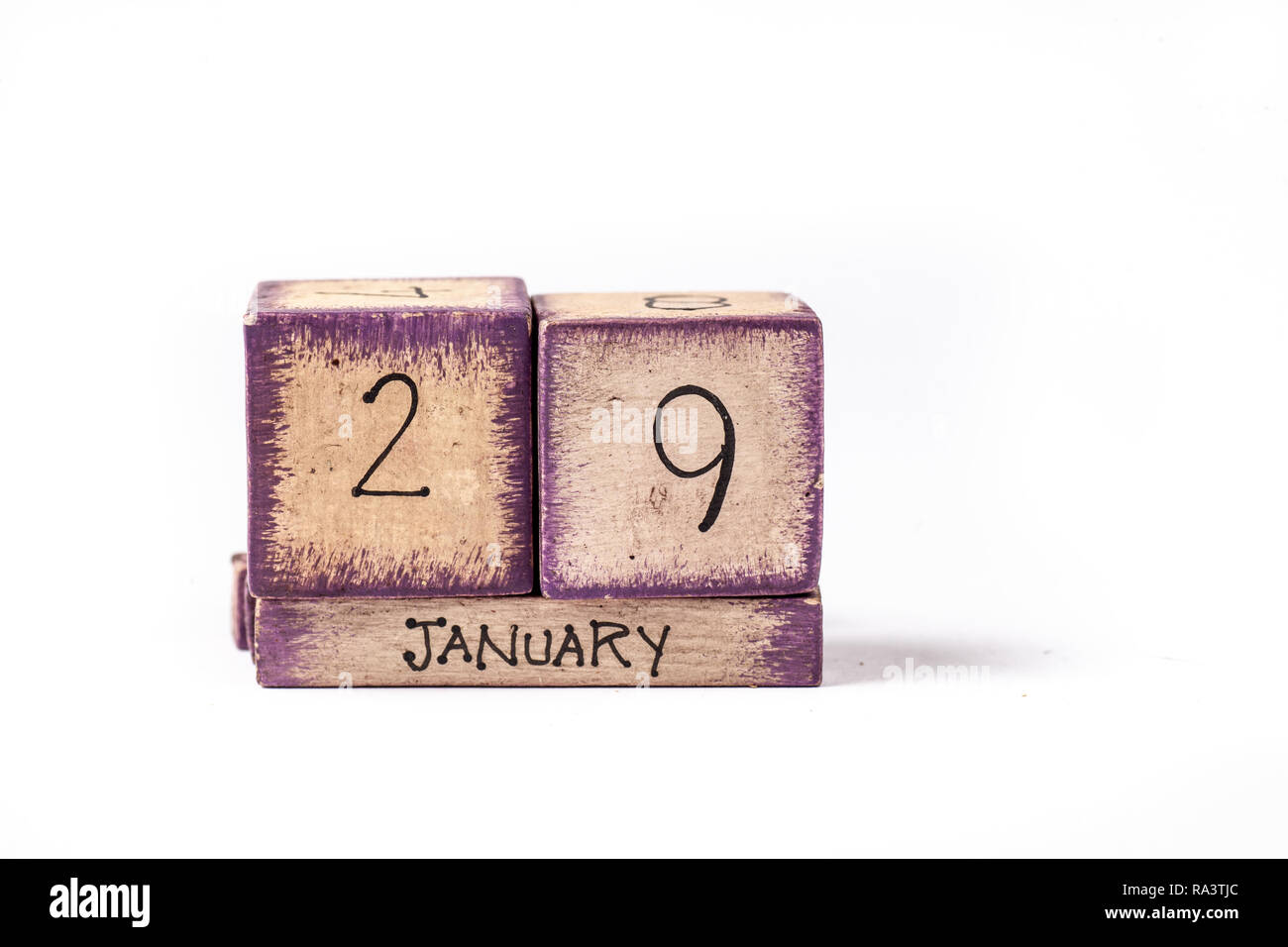 Colorful Wooden Block Perpetual Calendar Showing January 29th Stock ...