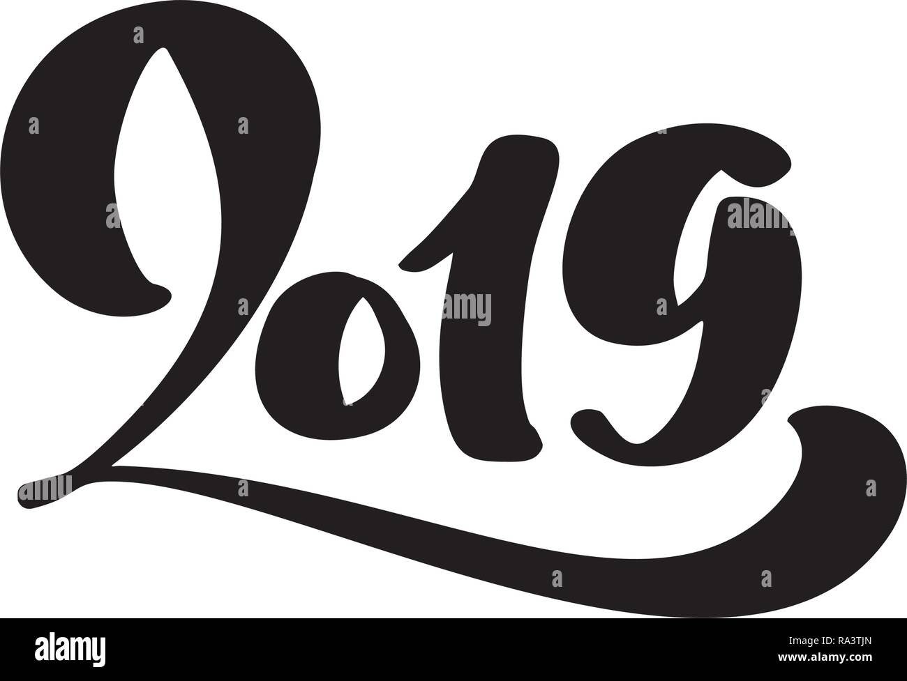 Handwritting vector calligraphy text 2019. hand drawn New Year and ...