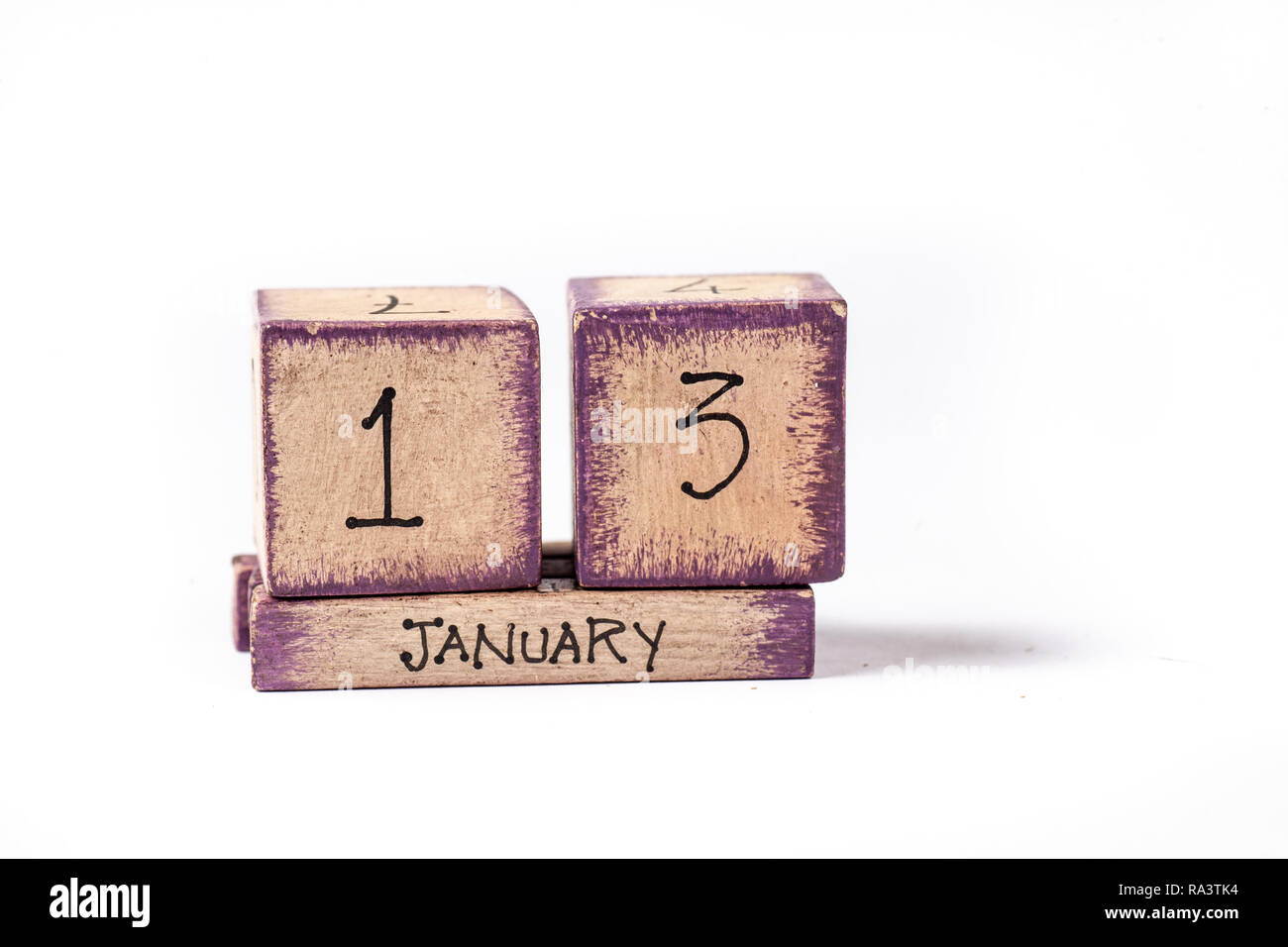 Colorful Wooden Block Perpetual Calendar Showing January 13th Stock ...