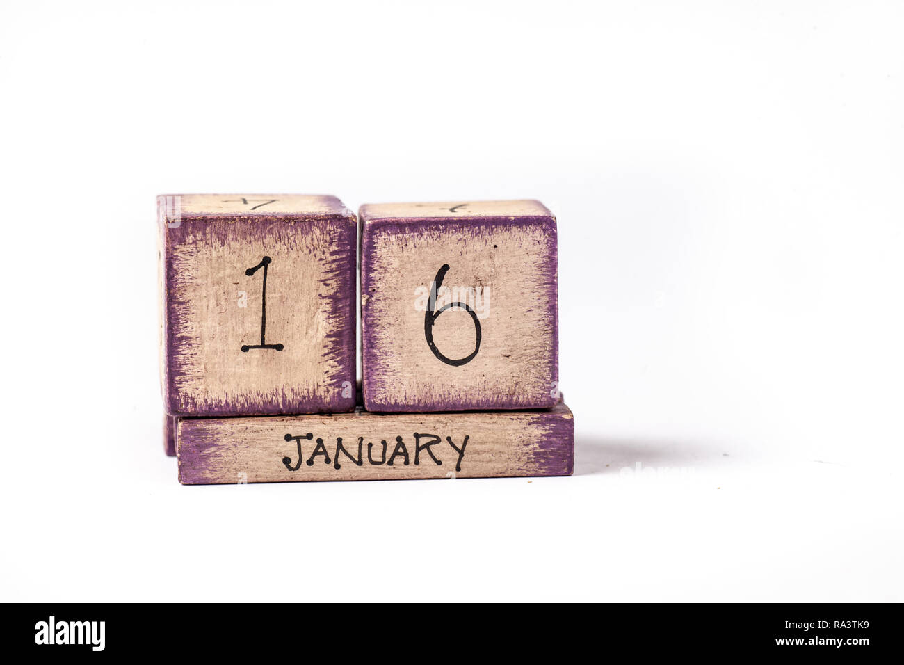 Colorful Wooden Block Perpetual Calendar Showing January 16th Stock ...