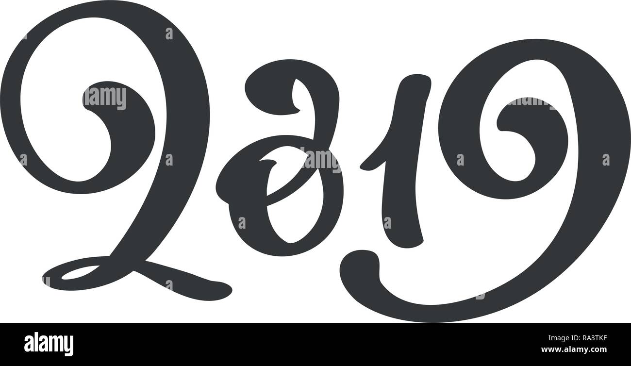 Handwritting vector calligraphy text 2019. hand drawn New Year and ...