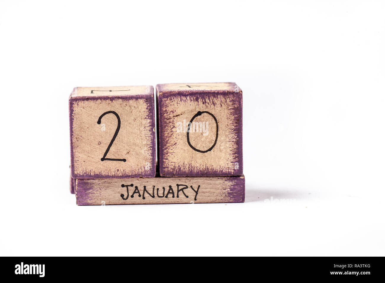 Colorful Wooden Block Perpetual Calendar Showing January 20th Stock ...