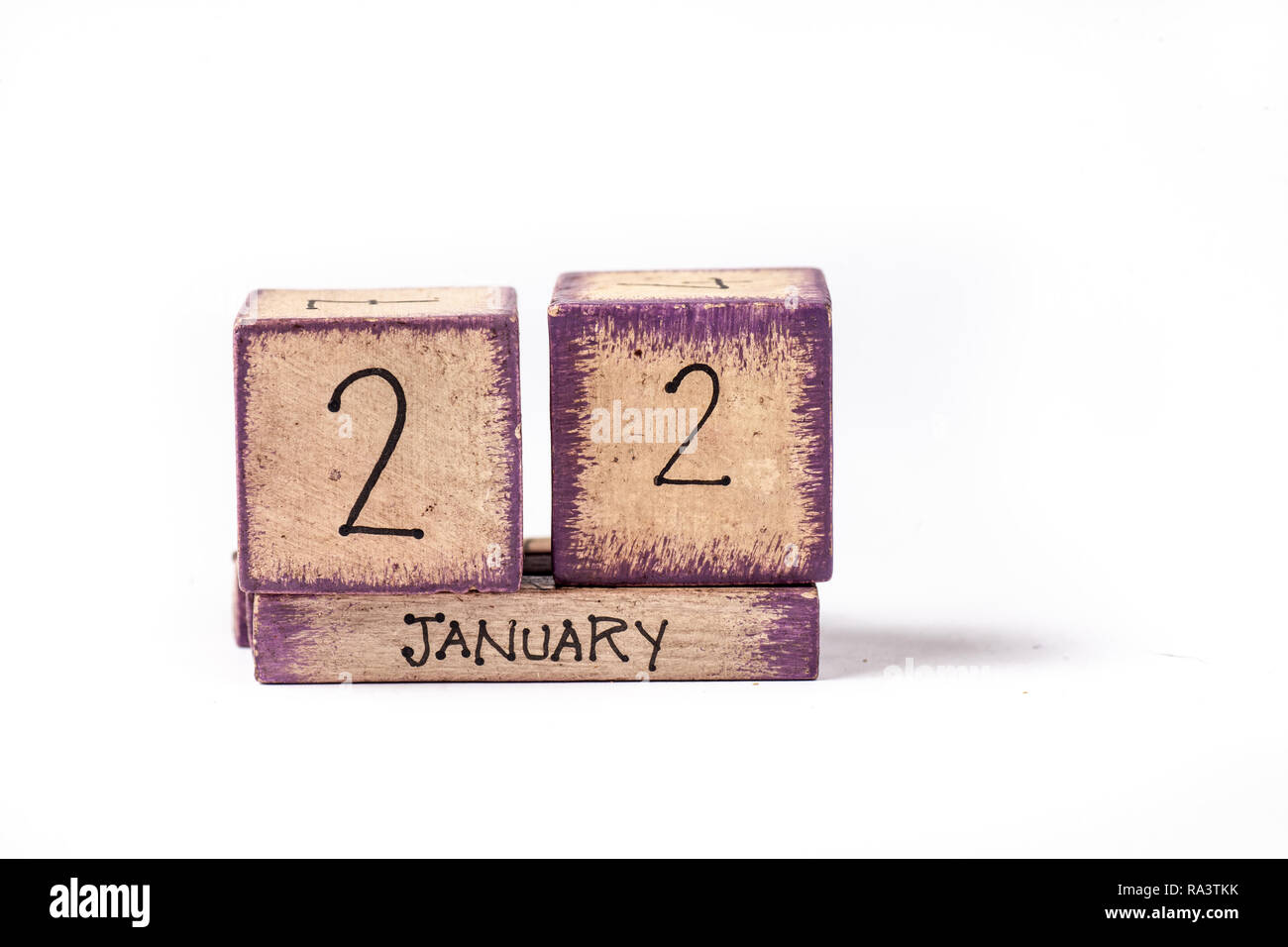 Colorful Wooden Block Perpetual Calendar Showing January 22nd Stock ...