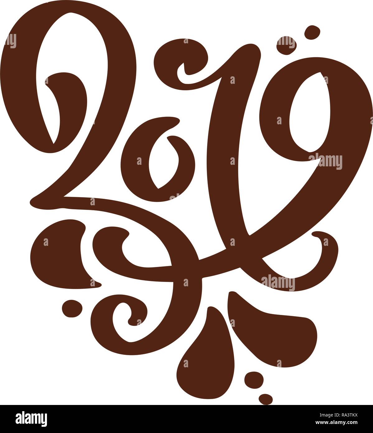 Handwritting vector calligraphy text 2019. Scandinavian hand drawn New ...