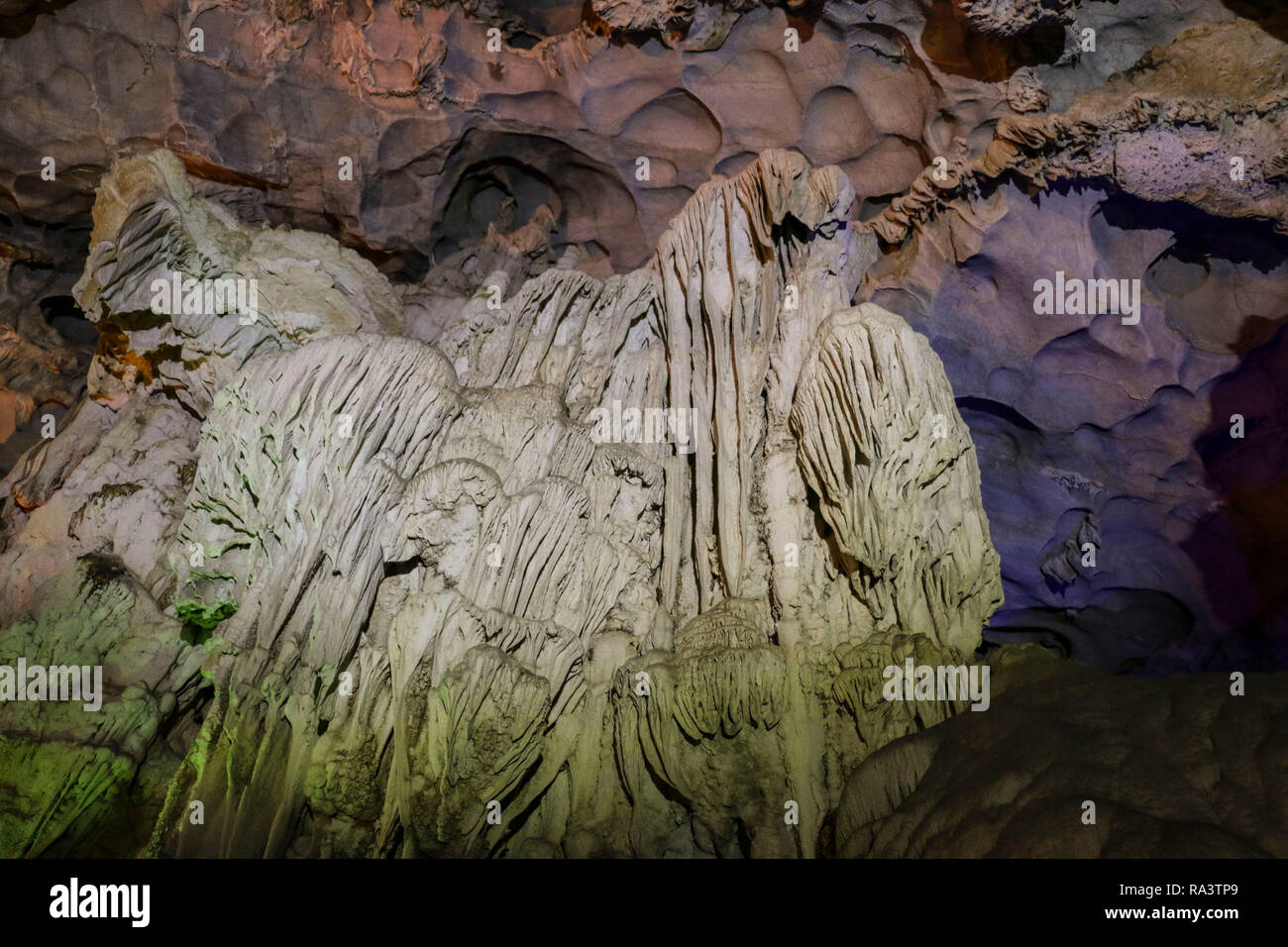 Colorful cave in Ha Long Bay, Vietnam, Asia Stock Photo - Alamy