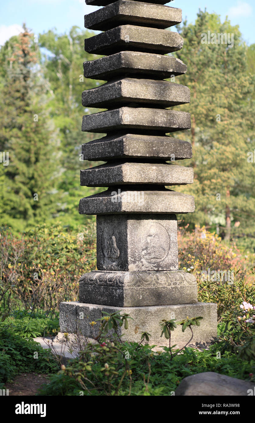 stone column in japan garden Stock Photo - Alamy