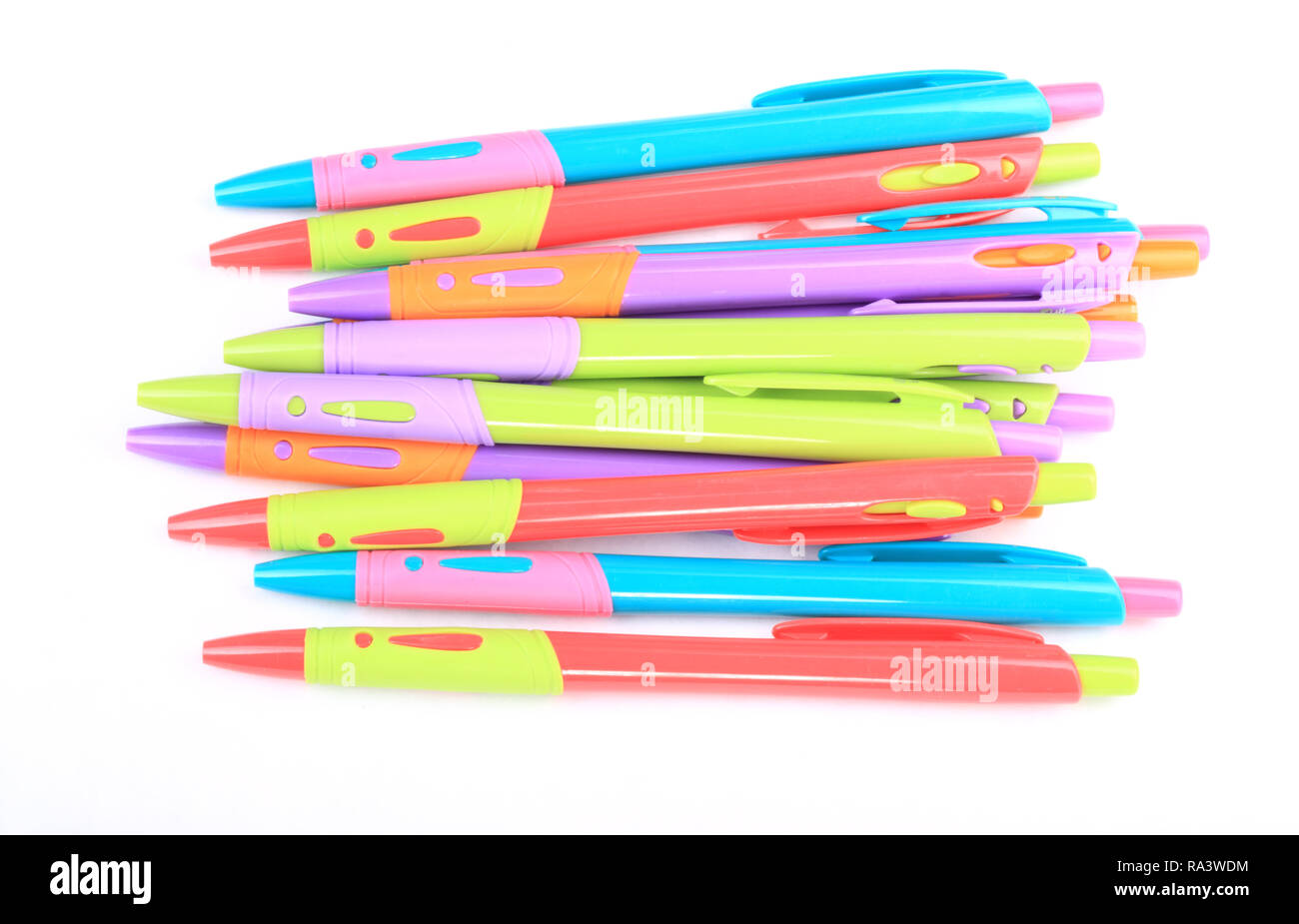 many Ball Pen on white Background Stock Photo - Alamy