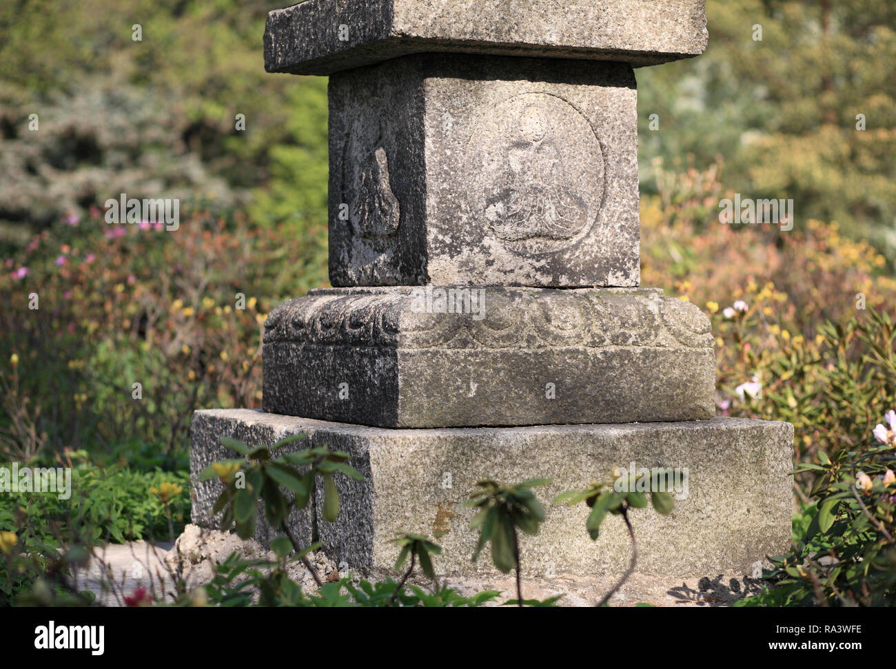 stone column in japan garden Stock Photo - Alamy