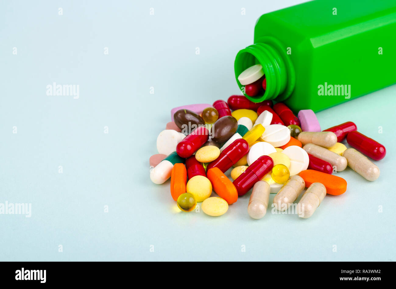 Medical bottle, red pills, treatment for cardiovascular diseases ...