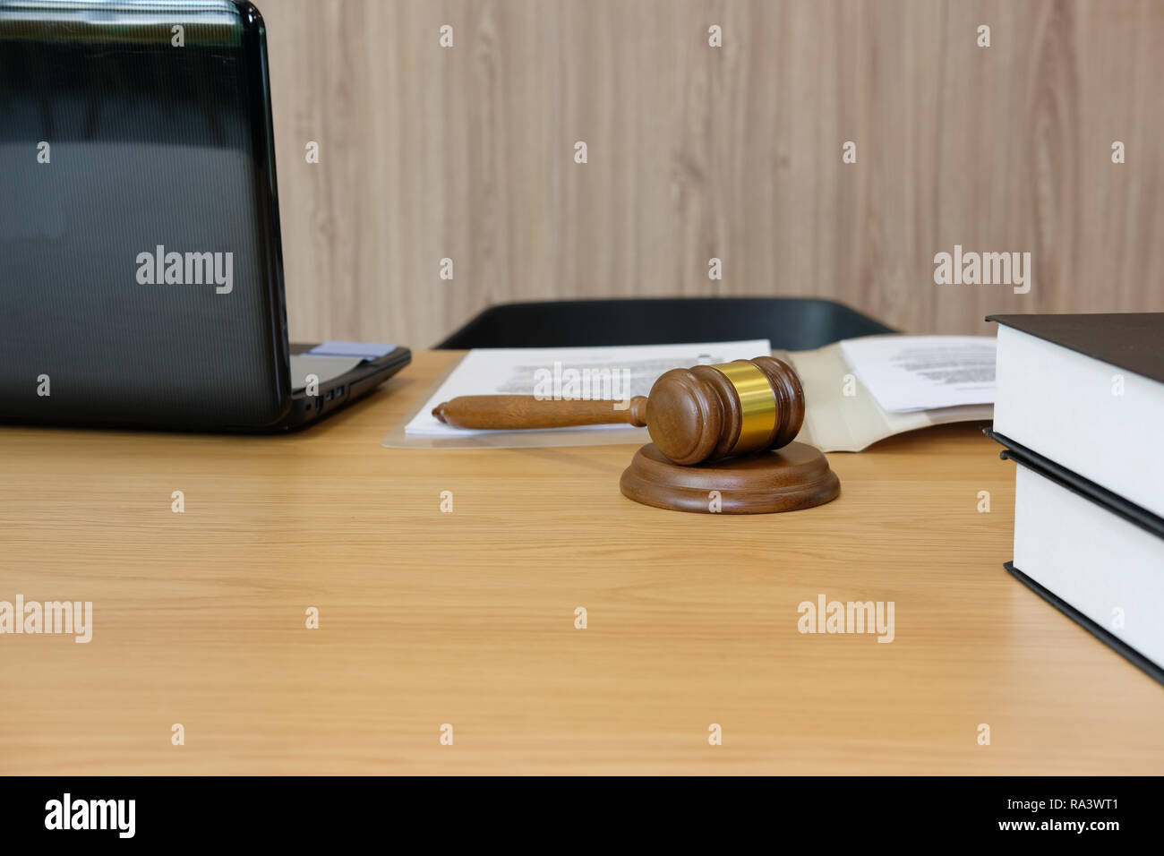 judge gavel law book & legal document at courtroom. lawyer attorney ...