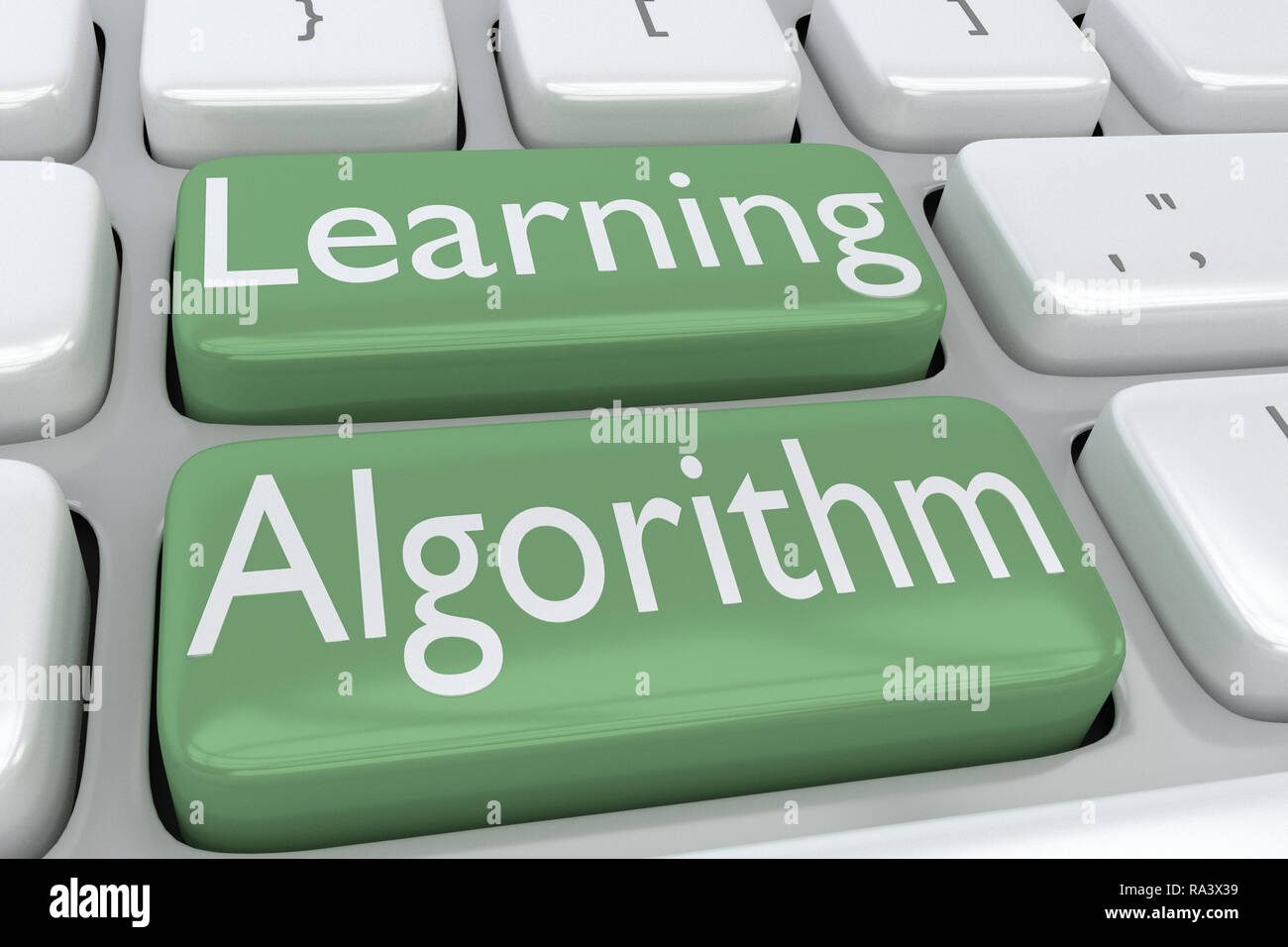 3d Illustration Of Computer Keyboard With The Script Learning Algorithm