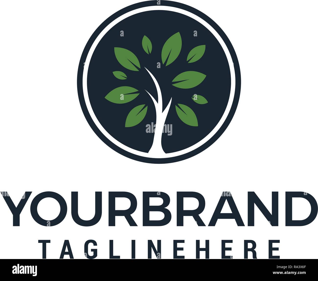 Tree Logo circle outline design vector template Stock Vector Image ...