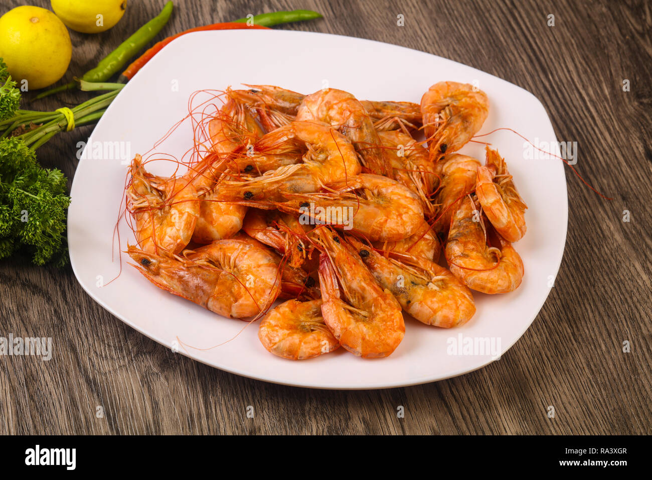 Boiled prawns in the bowl - ready for eat Stock Photo - Alamy