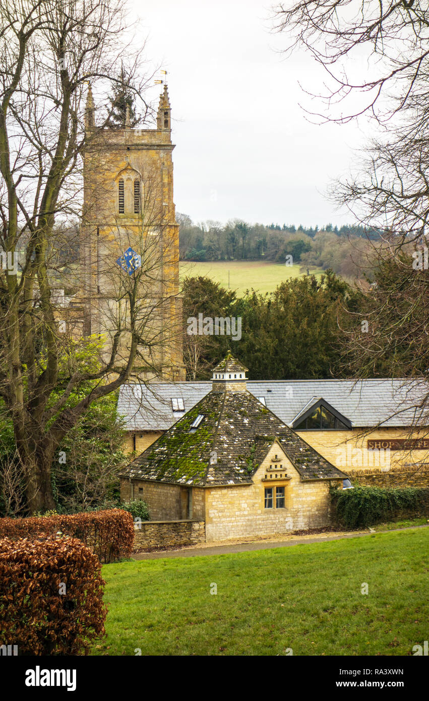 The English Cotswold village of Blockley with a view of the parish ...