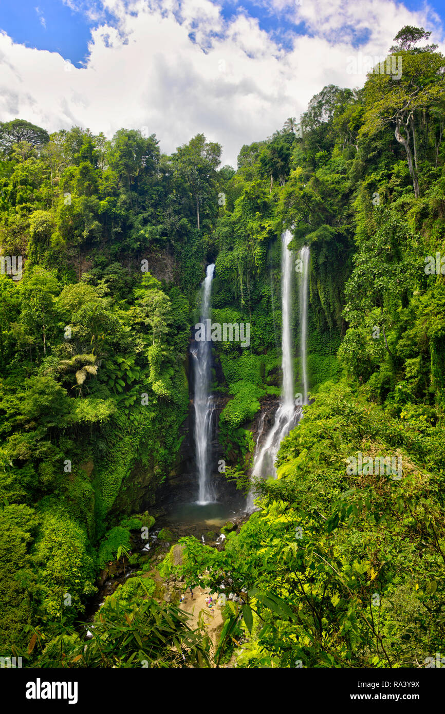 Secumpul waterfalls - amazing tourist place in Bali island, Indonesia ...