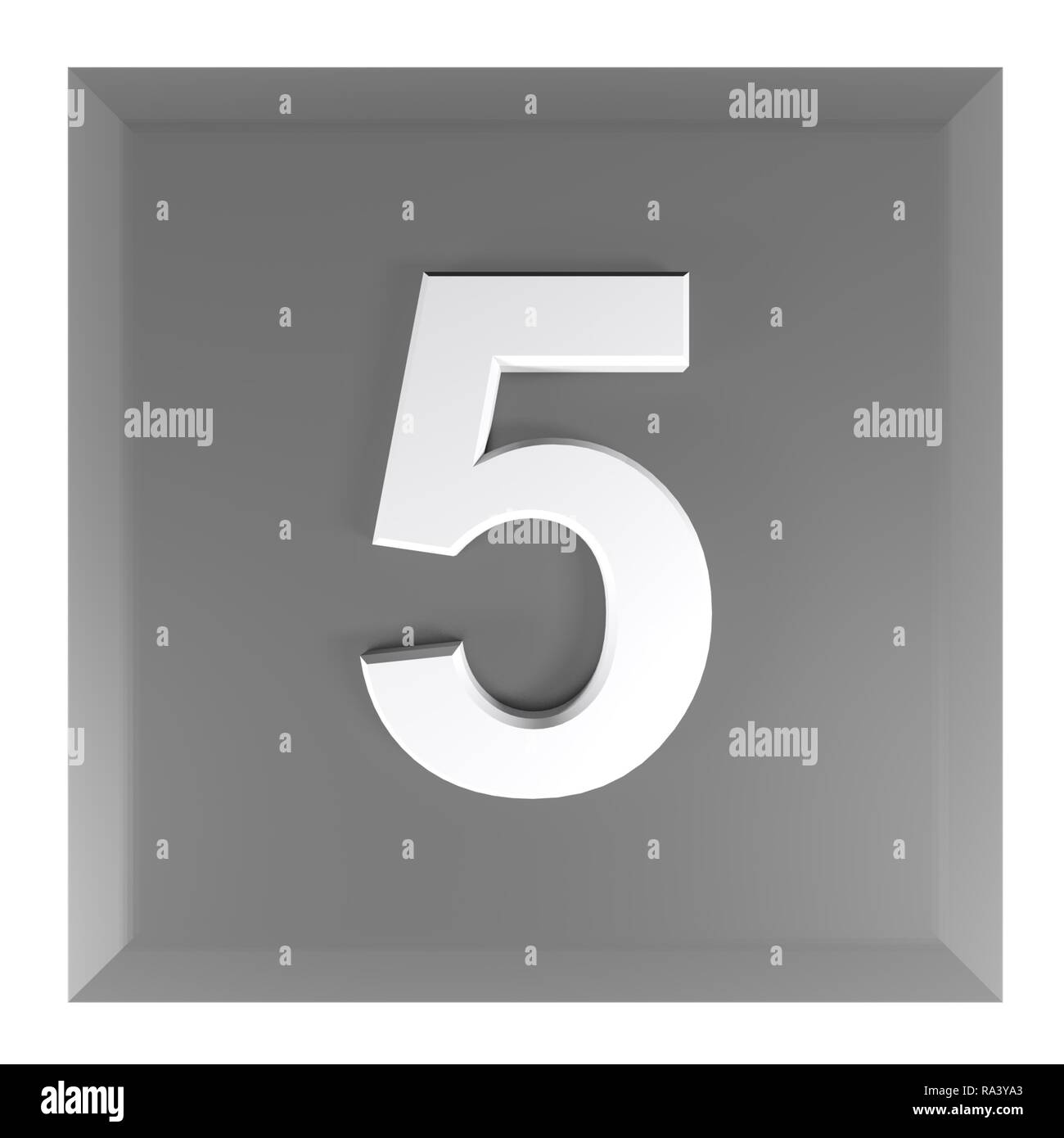 Number 5 square black push button - 3D rendering illustration Stock ...