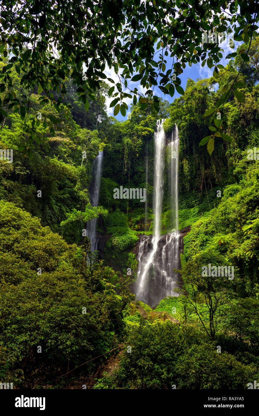 Secumpul waterfalls - amazing tourist place in Bali island, Indonesia ...