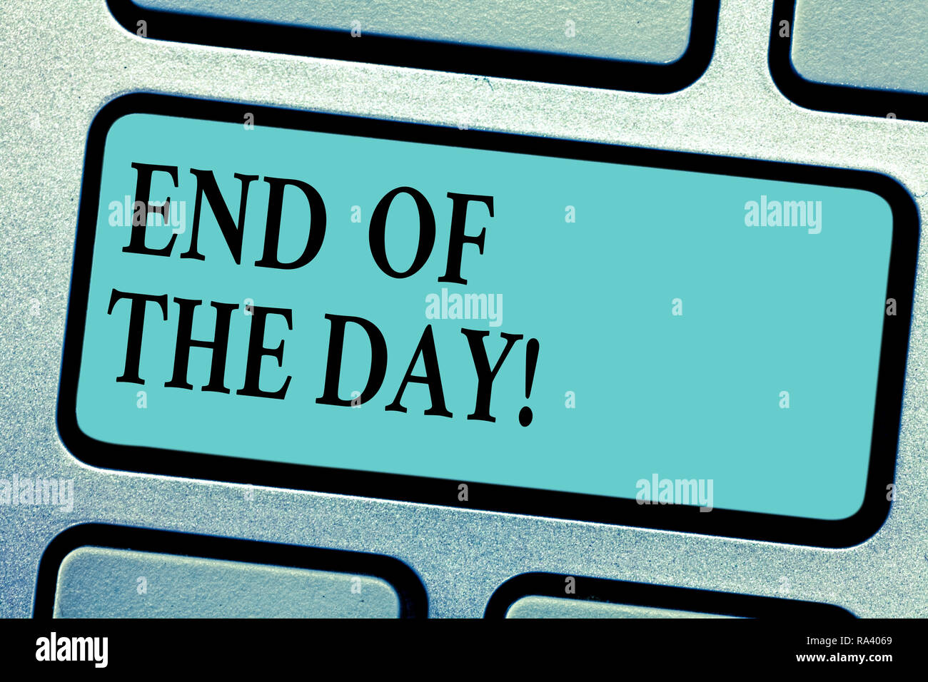 Conceptual hand writing showing End Of The Day. Business photo ...