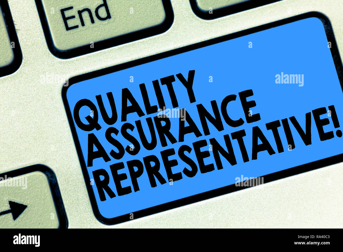 Text sign showing Quality Assurance Representative. Conceptual photo ...
