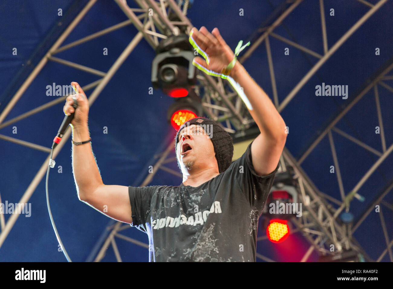 KIEV, UKRAINE - JULY 05, 2018: Ukrainian hip-hop band TNMK and Fozzi ...