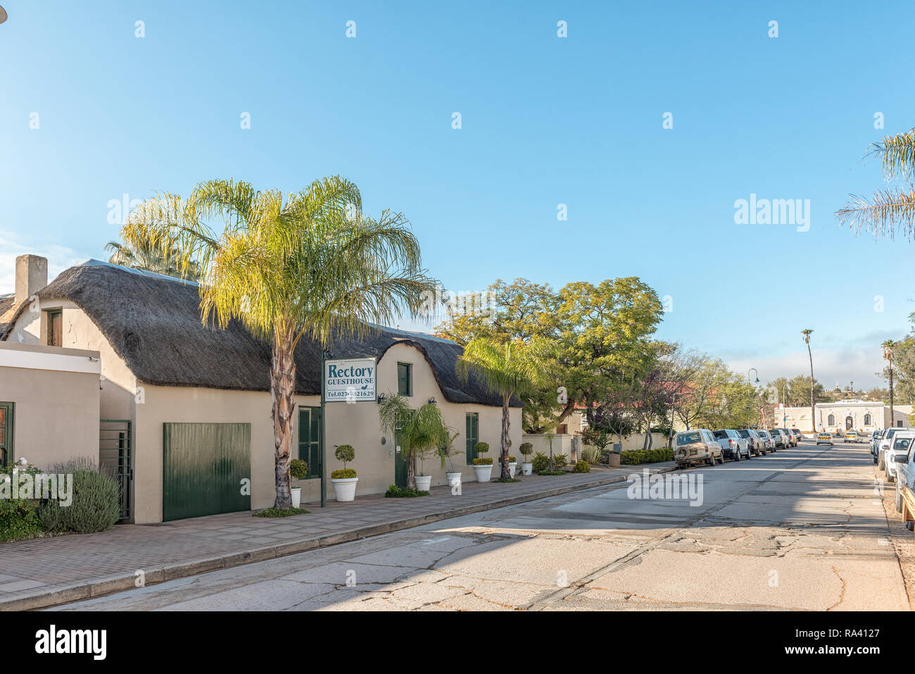 CLANWILLIAM, SOUTH AFRICA, AUGUST 28, 2018: A street scene, with ...