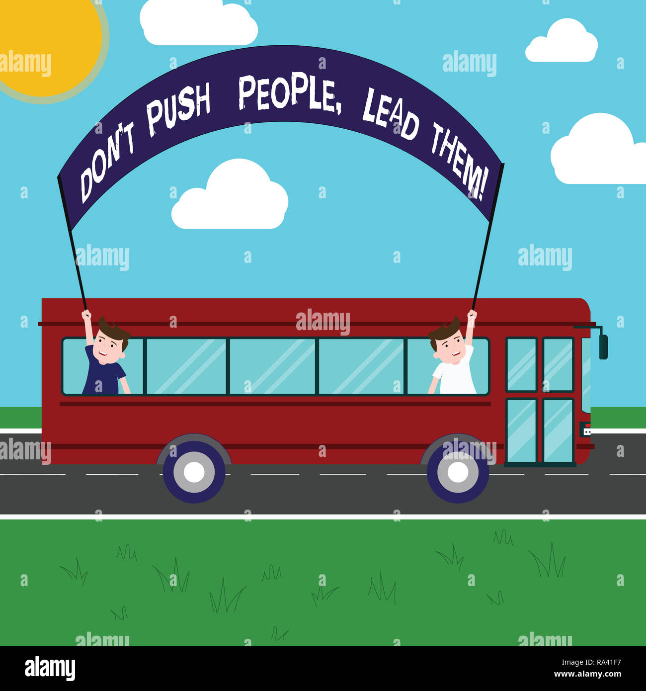 Text sign showing Don T Push People Lead Them. Conceptual photo Be kind ...