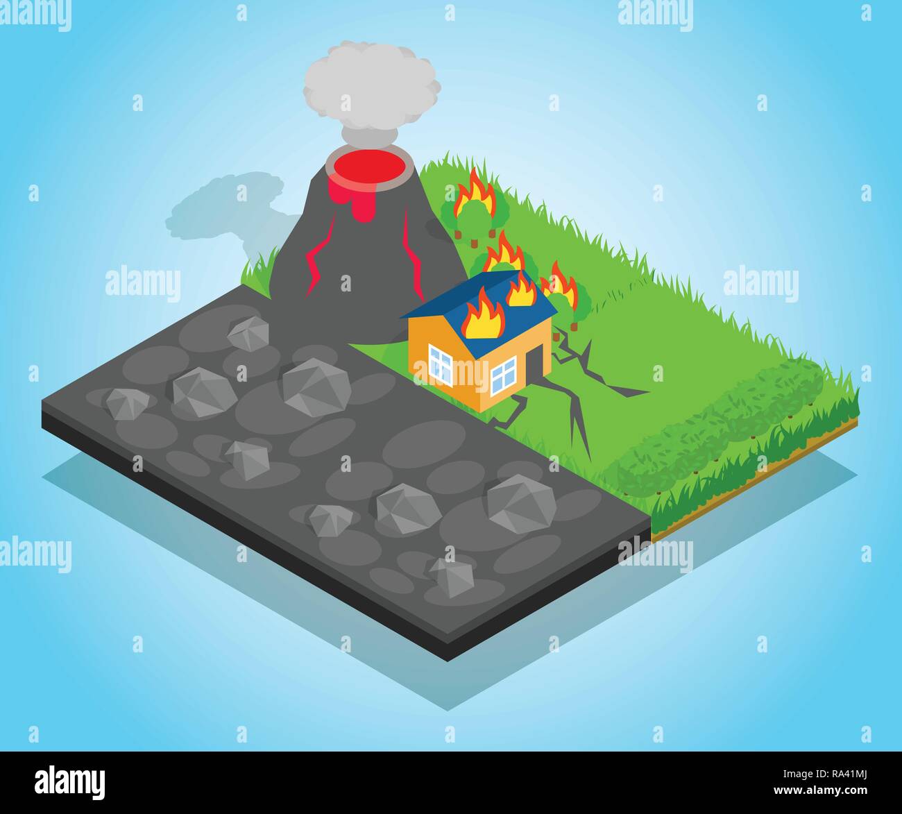 Natural disaster concept banner, isometric style Stock Vector Image ...