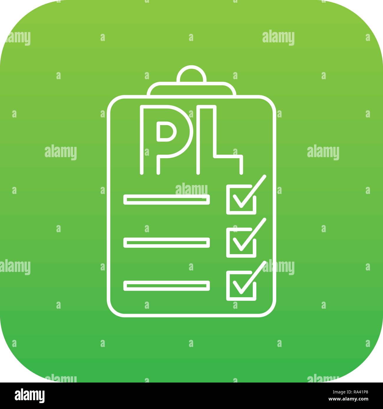 Clipboard with PL icon green vector Stock Vector Image & Art - Alamy